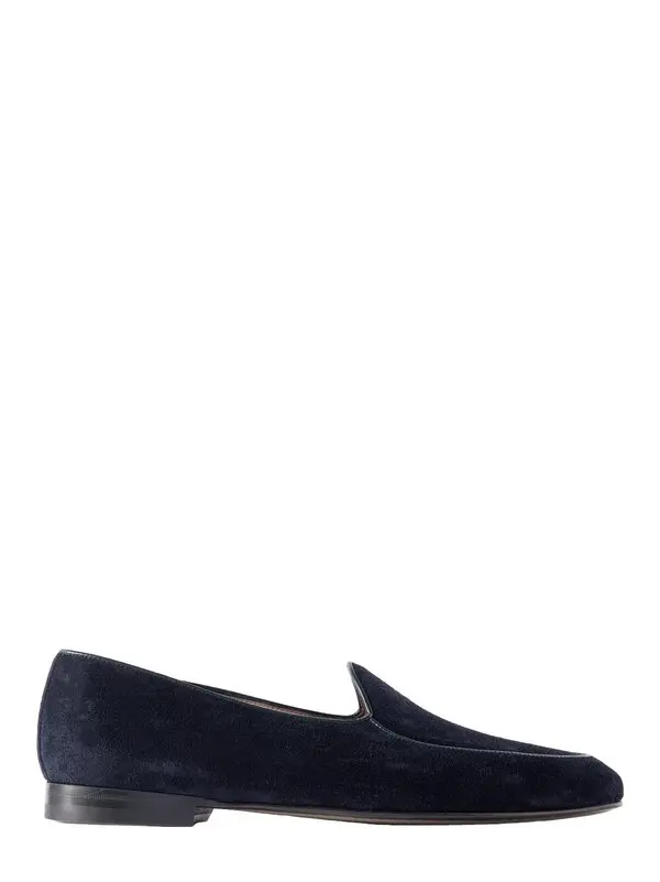 Manolo Blahnik Modena Leather-trimmed Suede Loafers - Blue