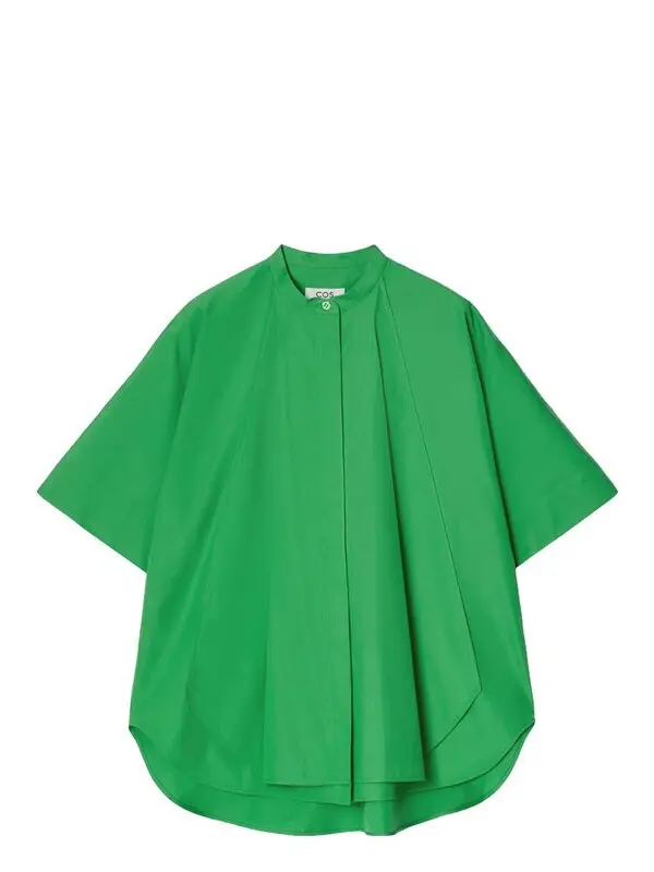 Cos Oversized Curved-hem Cotton Shirt - Green
