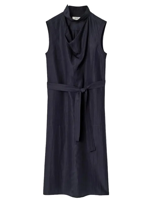 Cos Cutout Cowl-neck Midi Dress - Indigo