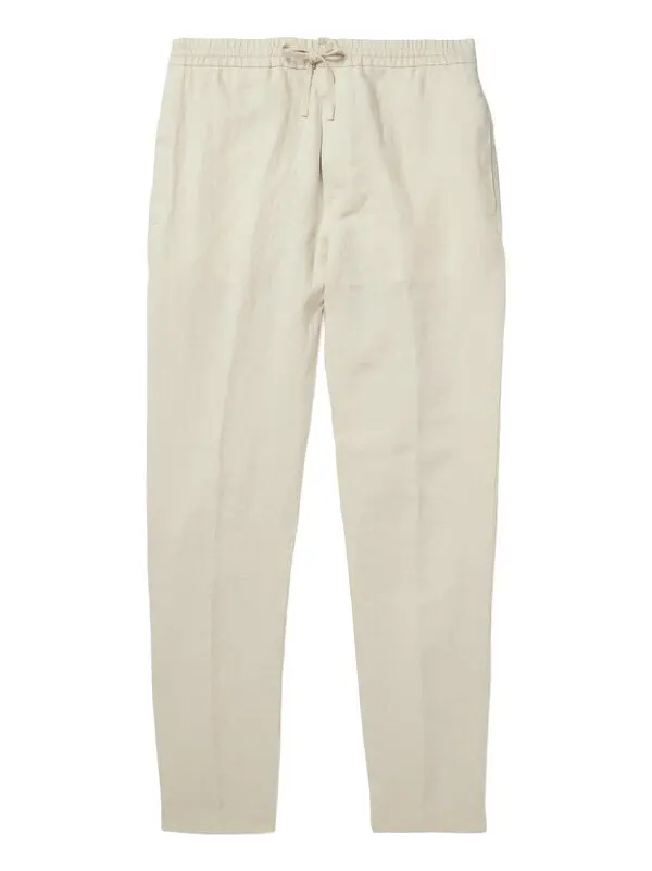 Canali Straight-leg Linen Drawstring Trousers - Neutrals