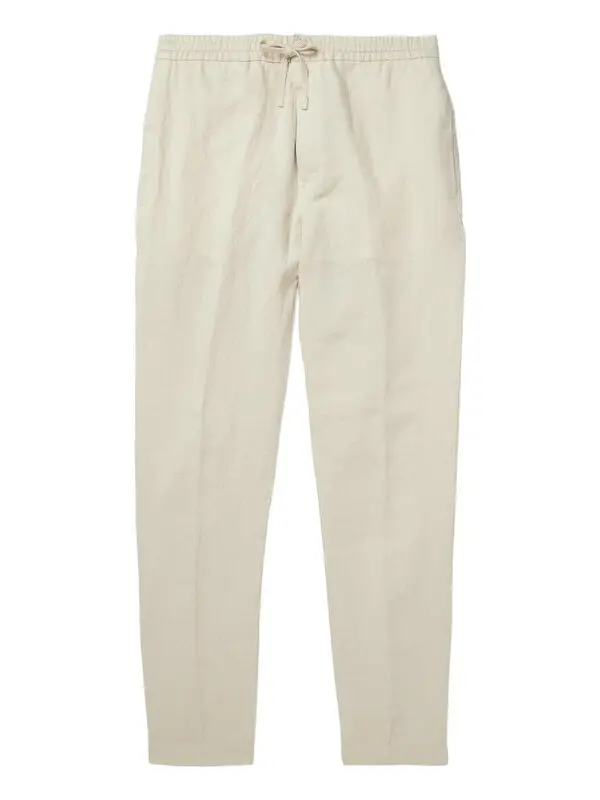 Canali Straight-leg Linen Drawstring Trousers - Neutrals