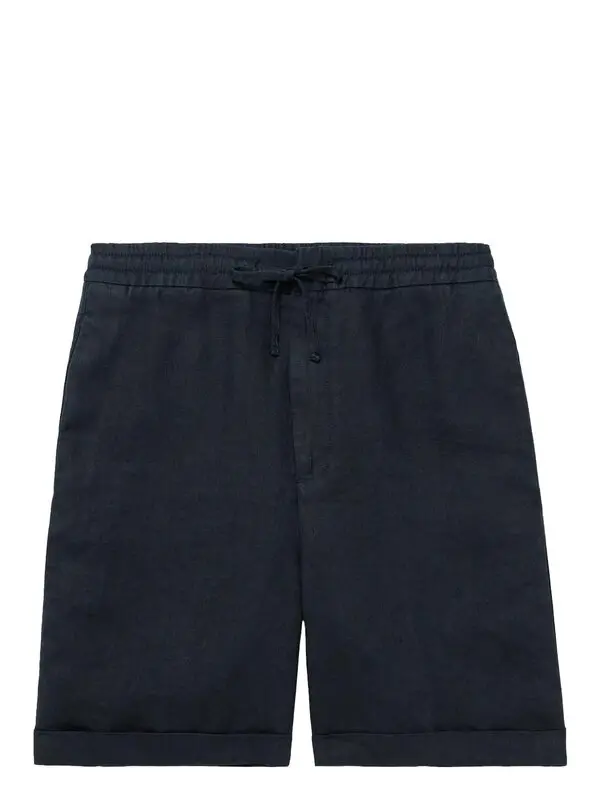 Canali Straight-leg Linen Drawstring Shorts - Blue
