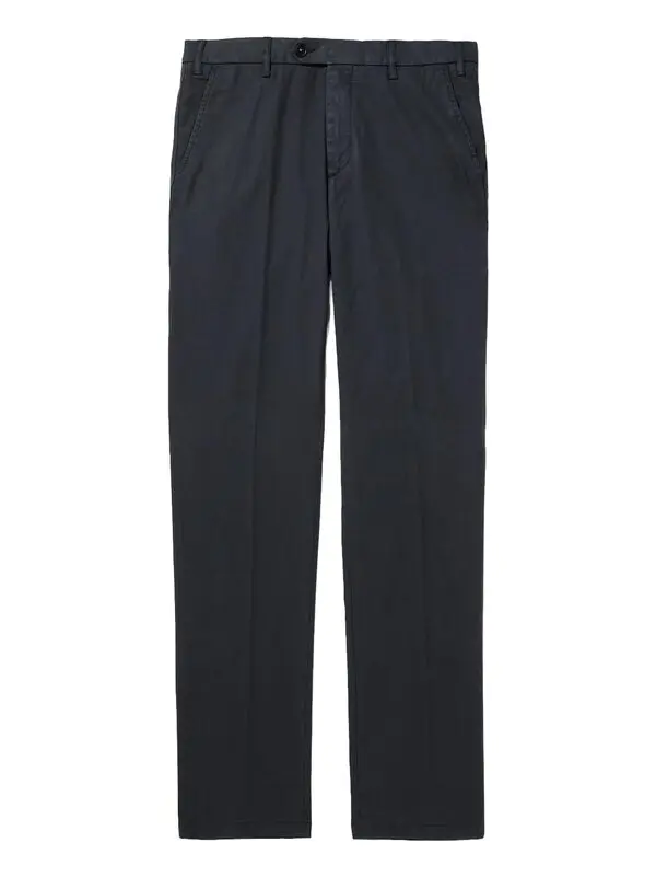 Canali Garment-dyed Stretch-lyocell And Cotton-blend Trousers - Blue