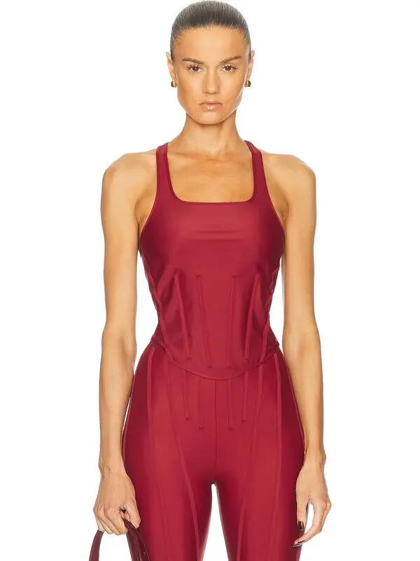 MUGLER Corset Tank Top - Merlot