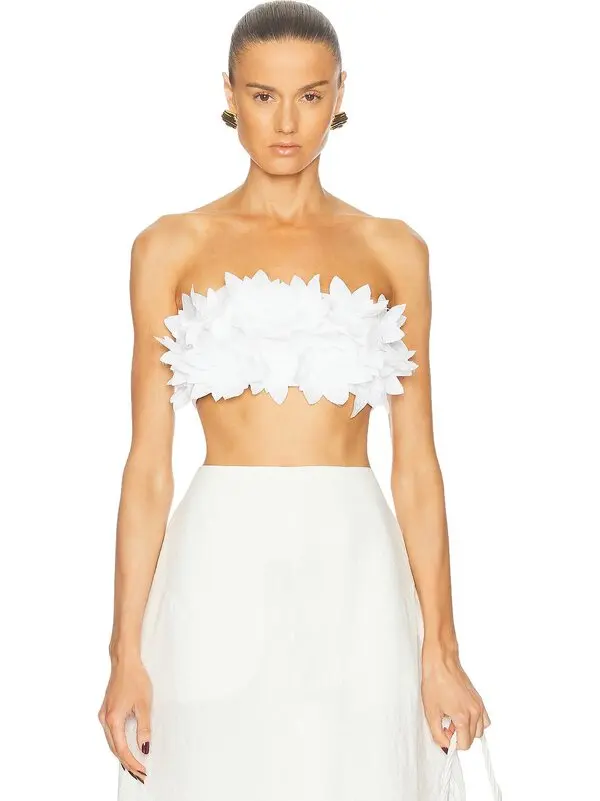 Simkhai Abril Floral Bustier Top - White