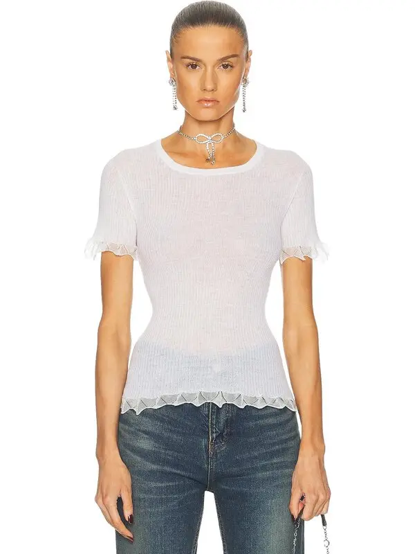 Blumarine Short Sleeve Top - Natural White