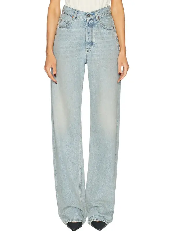 Saint Laurent High Waisted Wide Leg Jeans - Michigan Blue