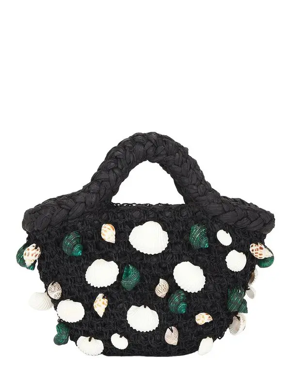 SIMONMILLER Mini Shelly Mercado Tote Bag - Black & Teal Multi