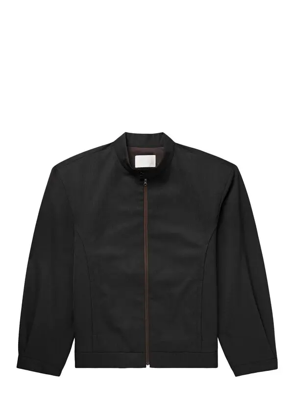 AMOMENTO Striped Wool-blend Jacket - Black