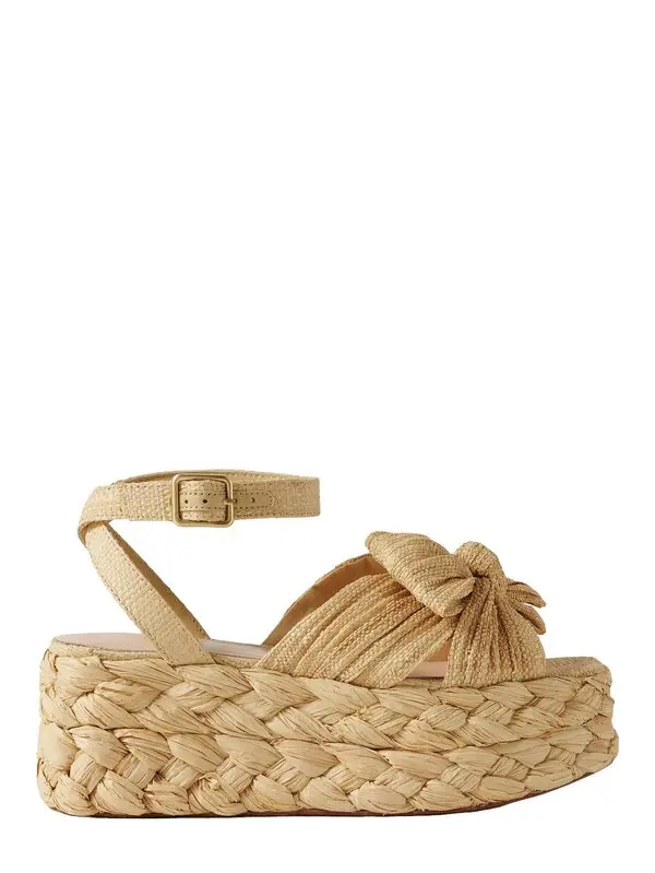 LOEFFLER RANDALL Gaby Raffia Platform Sandals - Neutrals