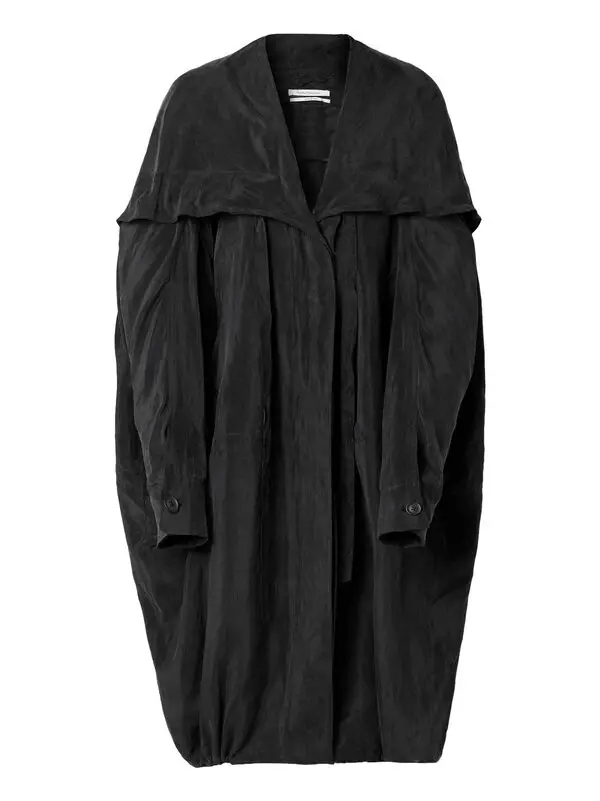 Another Tomorrow Oversized Hooded Tencel Lyocell Jacket - Black