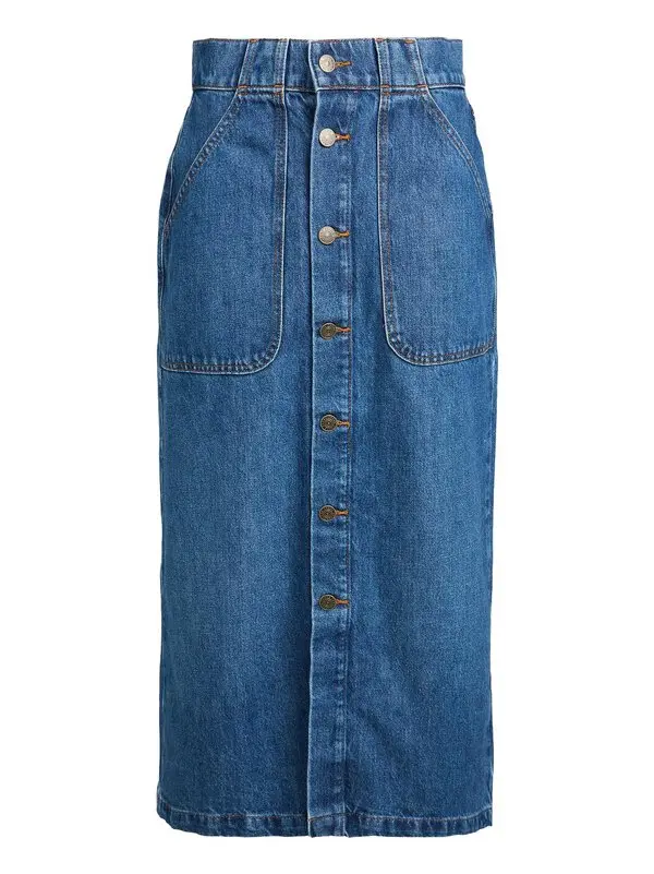 FRAME Midi Skirt - Mid Denim