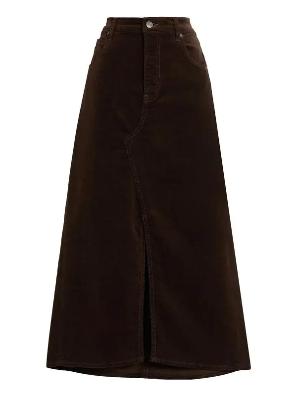 FRAME Cotton-blend Corduroy Midi Skirt - Chocolate
