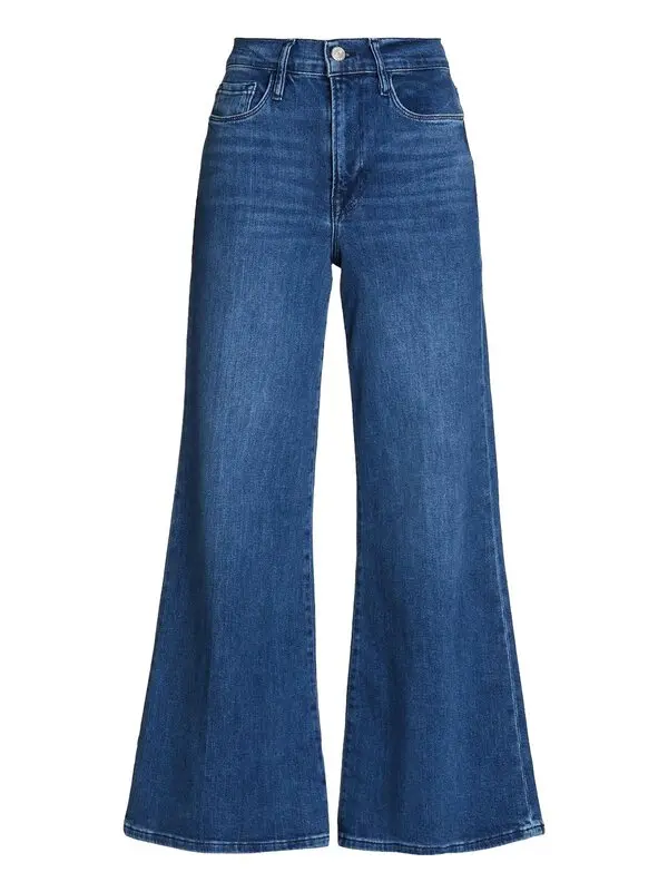 FRAME Le Palazzo Crop High-rise Wide-leg Jeans - Dark Denim