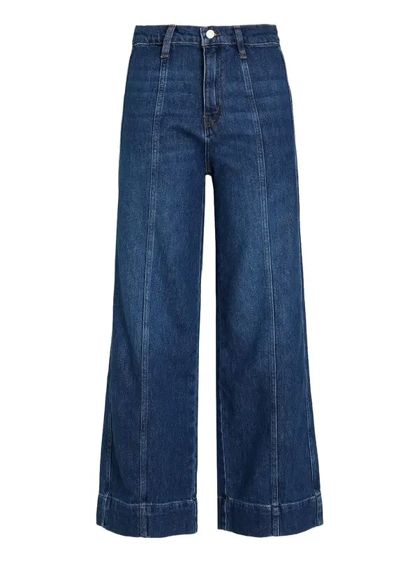FRAME The Seamed Cropped Wide-leg Jeans - Dark Denim