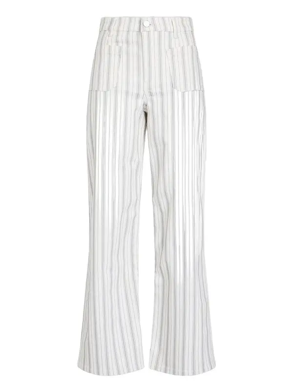 FRAME Le Slim Palazza Striped High-rise Wide-leg Jeans - Ivory