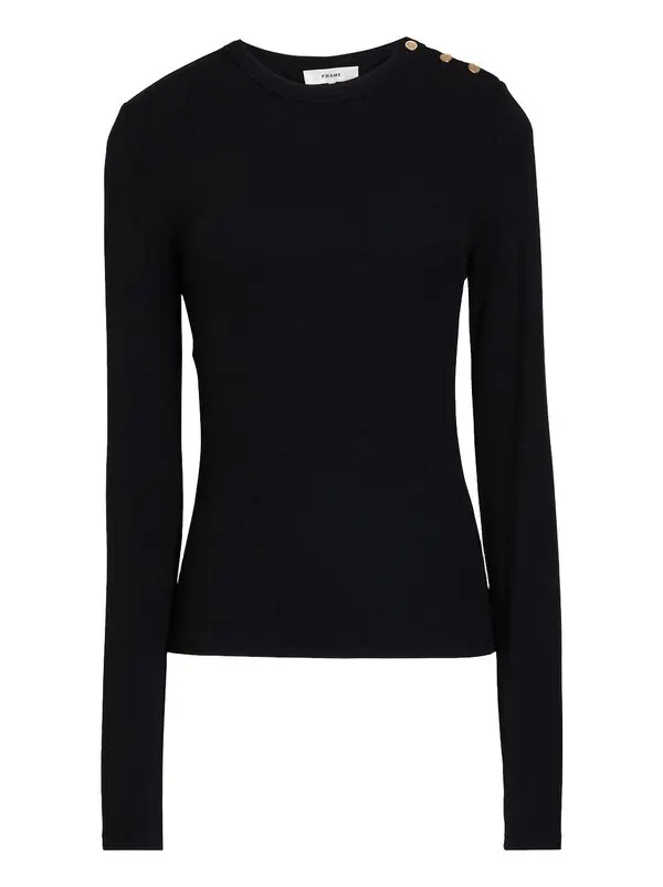 FRAME Ribbed Stretch-modal Jersey Top - Black