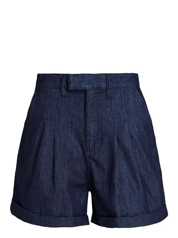 FRAME Pleated Denim Shorts - Dark Denim