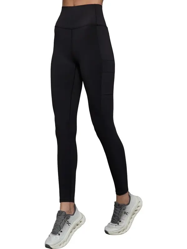 Carbon38 High Rise Pocket Legging In Diamond Compression - Black