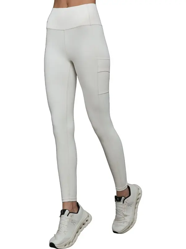 Carbon38 High Rise Pocket Legging In Diamond Compression - Cloud Dancer