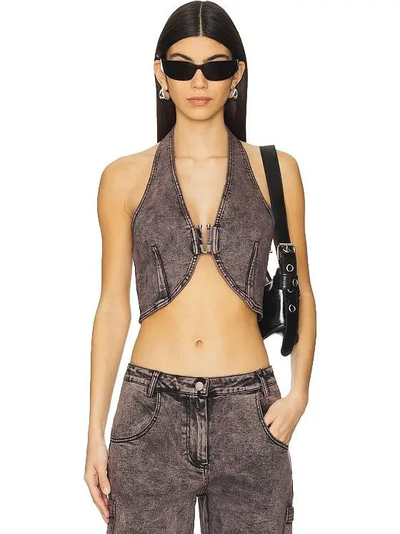 BY.DYLN Armen Halter Top - Acid Wash