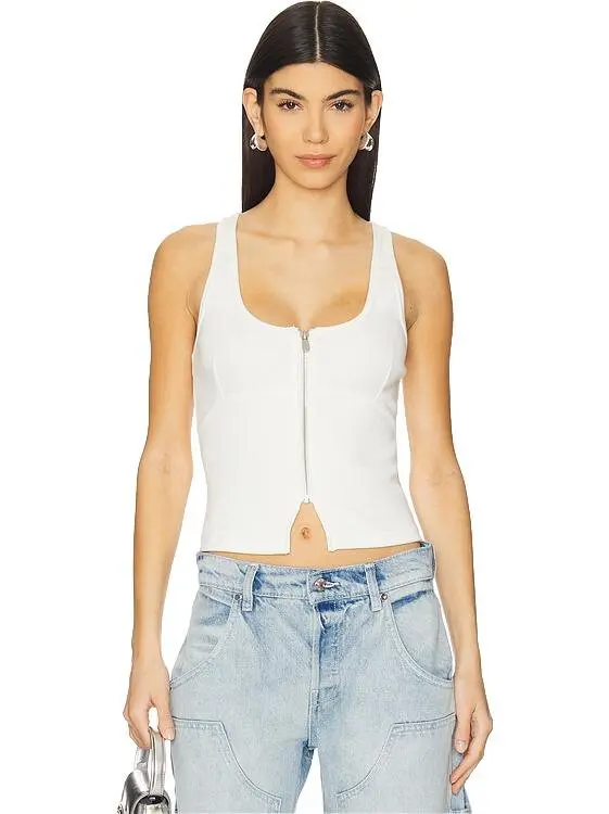 Abrand Denim Addison Racer Top - White Sand