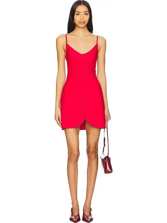CEREN OCAK Linen Mini Dress - Red