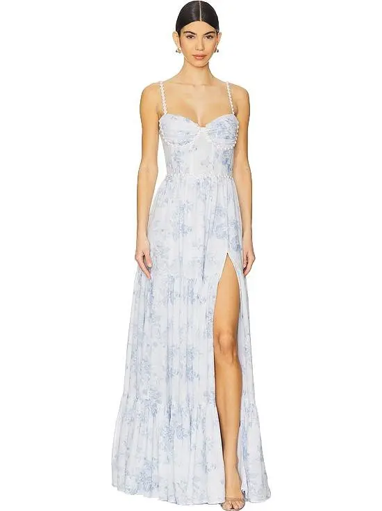 V. CHAPMAN Gwen Gown - Blue Tapestry Rose