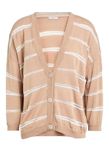 Peserico Striped Knit Cardigan - Beige