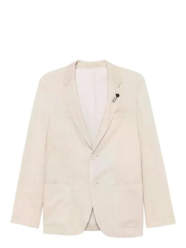 LARDINI Brooch-detail Blazer - Neutrals