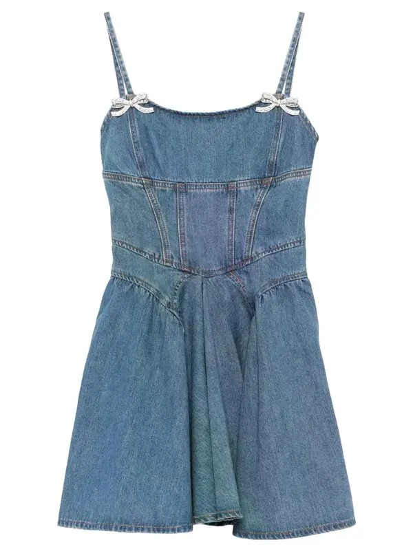 SELF-PORTRAIT Denim Mini Dress - Blue