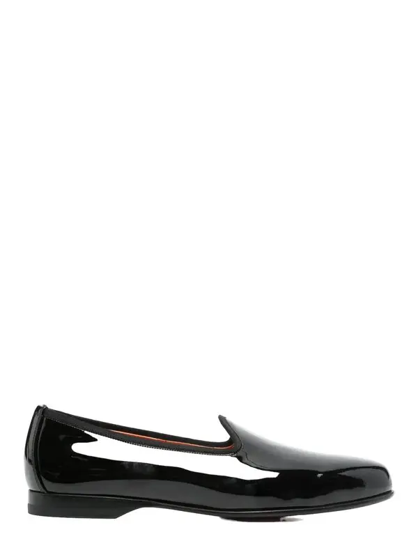 Santoni Leather Slippers - Black