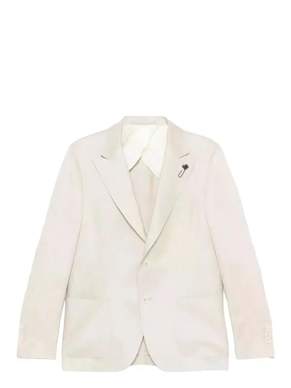 LARDINI Brooch-detail Blazer - Neutrals