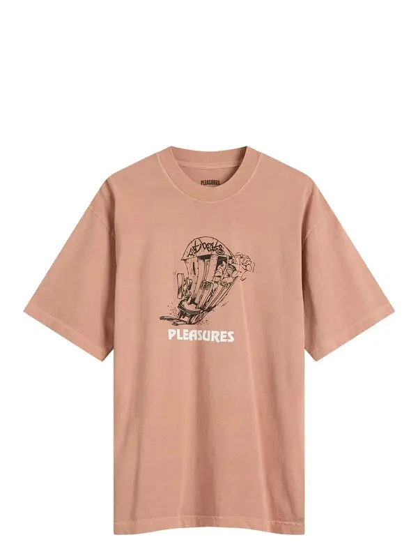 PLEASURES X Fat Beats 9th Street T-shirt - Rose Quartz