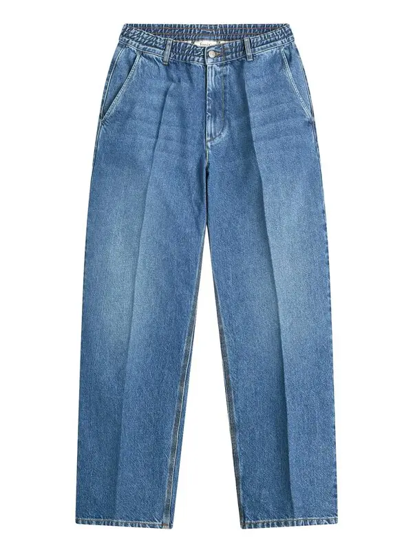 FORET Clay Creased Denim Trousers - Vintage Blue