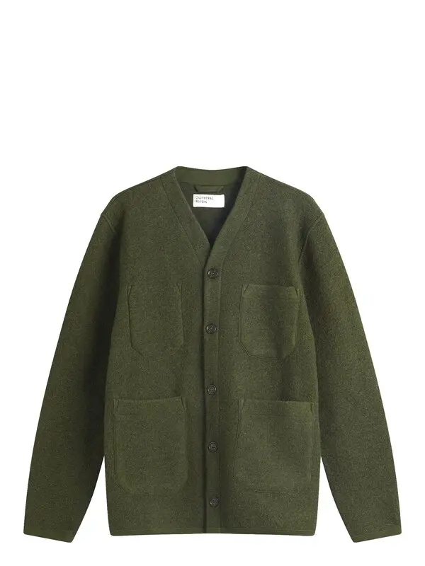 Universal Works Wool Fleece Cardigan - Olive