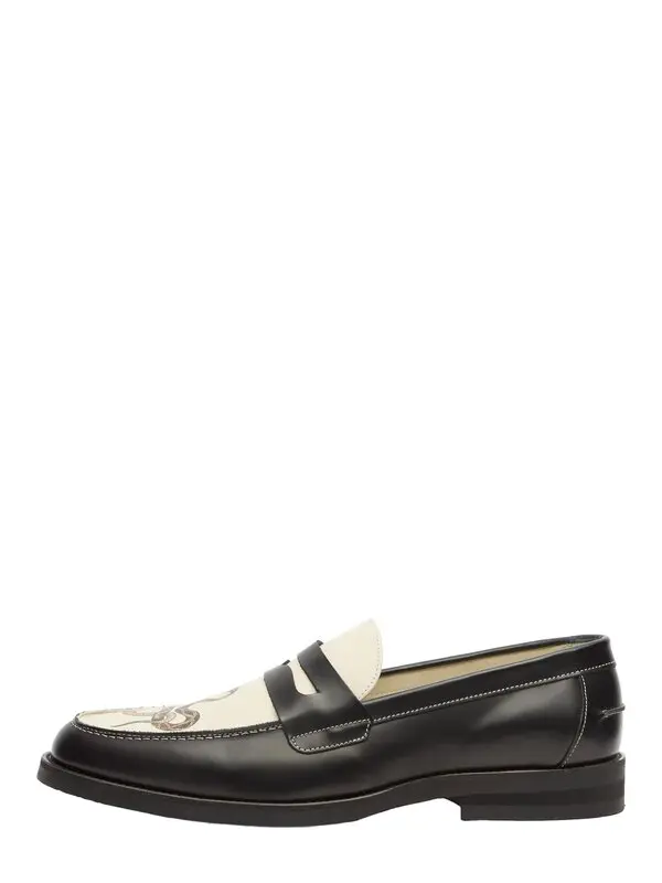 DUKE + DEXTER Wilde Snake Penny Loafer - Black/white