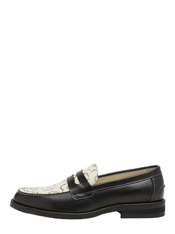 DUKE + DEXTER Wilde Sketch Floral Penny Loafer - Black/white