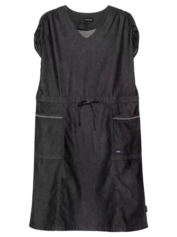 AGNES B. V-neck Denim Dress - Black
