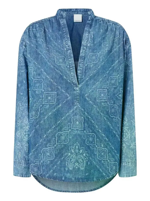 Pinko Bandana-print Denim Blouse - Blue