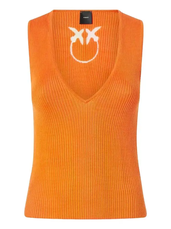 Pinko Ribbed Sleeveless Top - Orange
