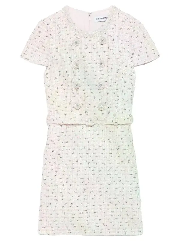 SELF-PORTRAIT Boucle Pearl-embellished Mini Dress - Pink