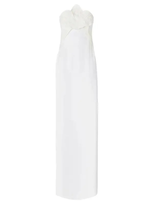 GENNY Floral-appliqué Gown - White