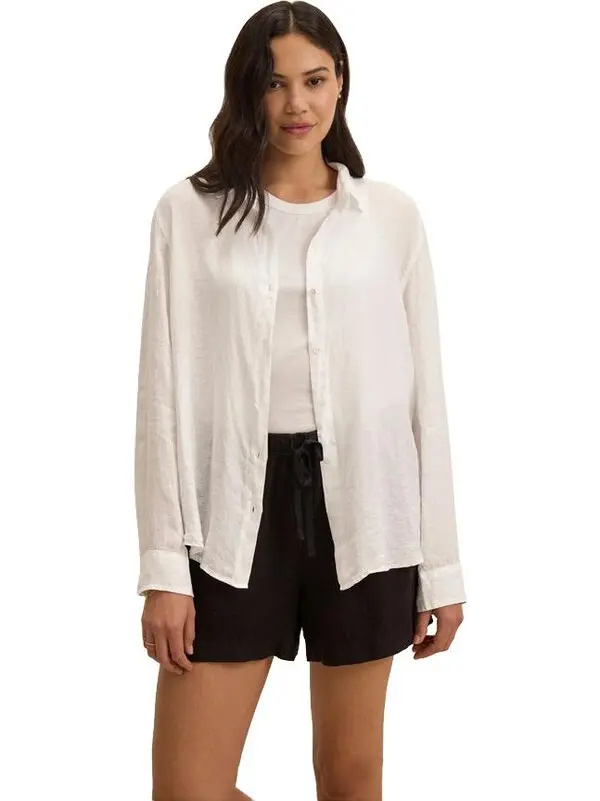 Velvet By Graham & Spencer Sisi Linen Shirt - White