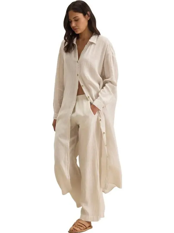 Velvet By Graham & Spencer Nicole Linen Shirt Dress - Neutral