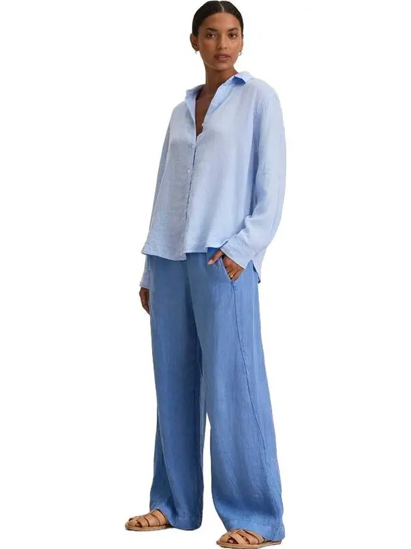 Velvet By Graham & Spencer Stephanie Linen Pant - Blue