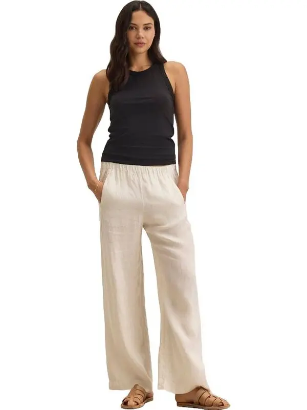 Velvet By Graham & Spencer Stephanie Linen Pant - Neutral