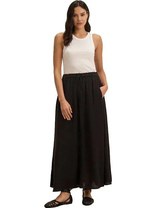 Velvet By Graham & Spencer Memphis Linen Maxi Skirt - Black