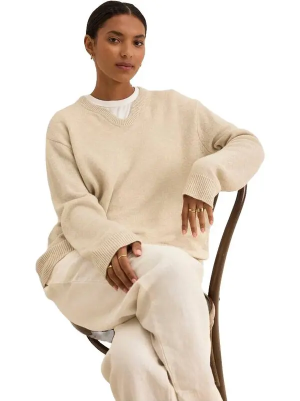 Velvet By Graham & Spencer Stevie Wool Cashmere Sweater - Neutral