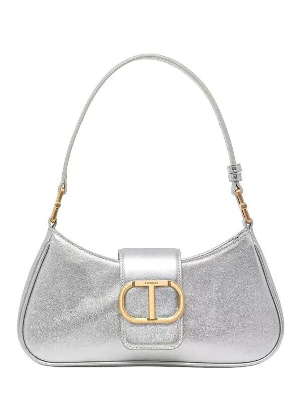 TWINSET Milano Leather Shoulder Bag - Silver